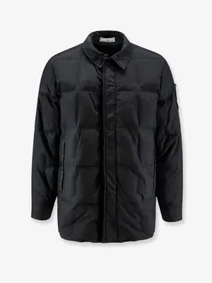 Stone Island Garment Dyed Crinkle Reps Ny Recycled Nylon Down Jacket With Side Logo Patch