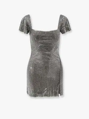 SELF-PORTRAIT Short Tulle Dress With Rhinestones - Gray