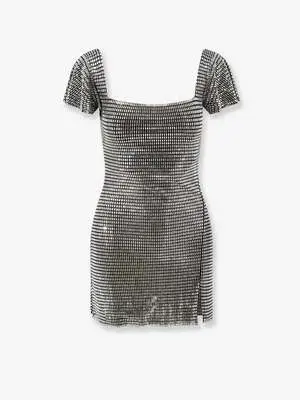SELF-PORTRAIT Short Tulle Dress With Rhinestones - Gray