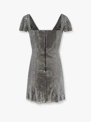 SELF-PORTRAIT Short Tulle Dress With Rhinestones - Gray