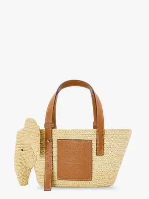 Loewe Elephan Rafia And Leather Handbag