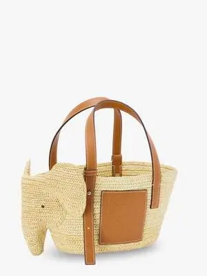 Loewe Elephan Rafia And Leather Handbag