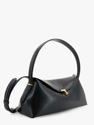 TOTEME Hammered Leather T-lock Shoulder Bag - Black