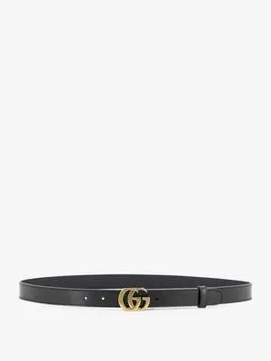 Gucci Cut Gg Marmont Leather Belt - Black