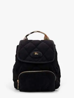 Burberry Mini Nylon Backpack With Leather Logo Patch - Black