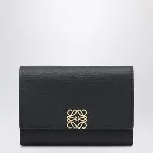 Loewe Small Anagram Wallet In Embossed Leather - Black
