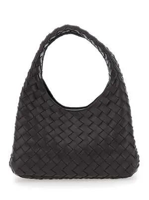 Bottega Veneta Campana' Shoulder Bag Small With Two Top Handles And Intreccio Motif In Leather For - Brown