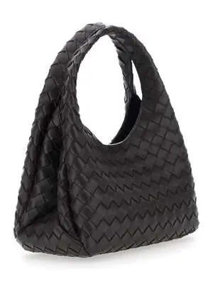 Bottega Veneta Campana' Shoulder Bag Small With Two Top Handles And Intreccio Motif In Leather For - Brown
