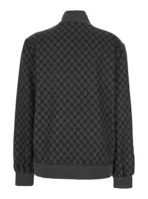 Gucci Grey Sweatshirt With High Neck And All-over Gg Print In Tech Fabric - Multicolor