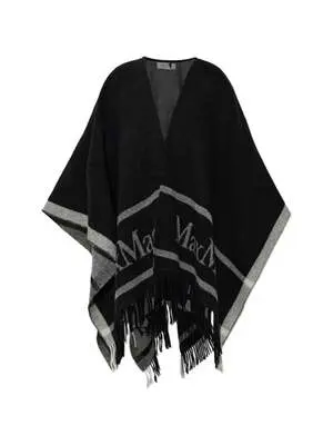 Max Mara Fringed Poncho - Black