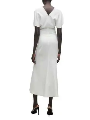 Victoria Beckham Bela Midi Dress In Bright Ivory - White