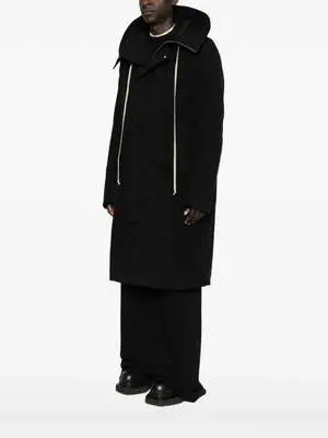 Rick Owens Tower Oversized Parka In Brushed Twill - Black