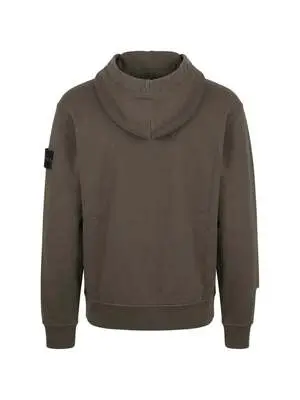 Stone Island Oversized Organic Cotton Fleece Zip-up Hoodie With Pockets - Gray