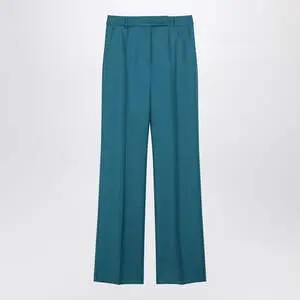 Max Mara Turquoise Wool And Silk-blend Trousers - Blue