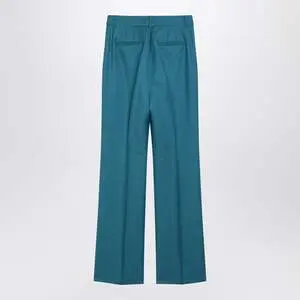Max Mara Turquoise Wool And Silk-blend Trousers
