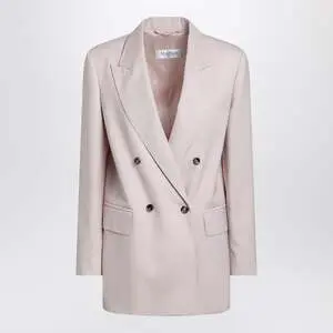 Max Mara Dusty Beige Double-breasted Wool-blend Jacket