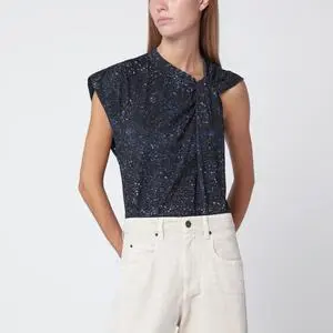 Isabel Marant Étoile Nayda Asymmetrical T-shirt With Midnight Print - Blue
