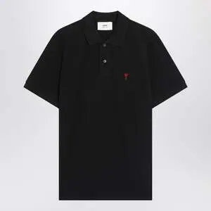 AMI Paris De Coeur Polo Shirt - Black