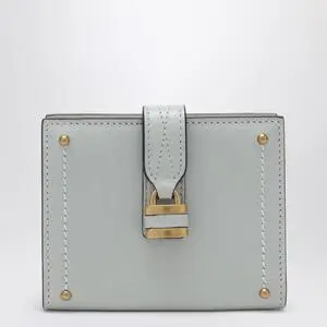 Chloé Paddington Square Wallet In Aqua Blue Leather - Gray