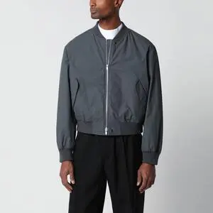 JIL SANDER Grey Cotton Zip-up Bomber Jacket - Gray