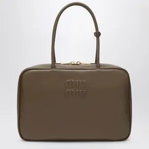 Miu Miu Beau Large Bag In Tundra-colored Leather - Green