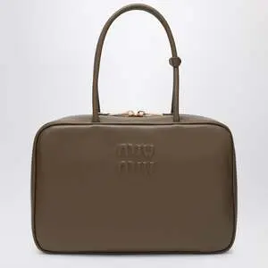 Miu Miu Beau Large Bag In Tundra-colored Leather - Green