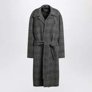 Balenciaga Raglan One Layer Coat In /grey Check