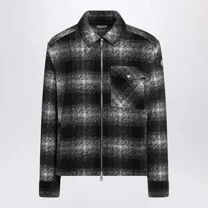 Moncler Check-pattern Wool-blend Jacket - Black