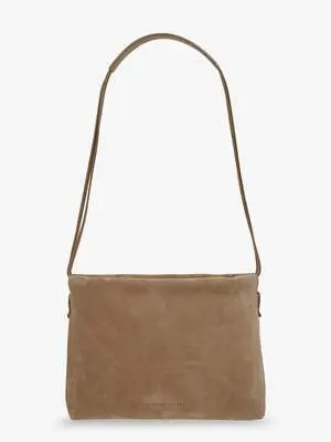 Brunello Cucinelli Brunello Cucinelli Women Suede Shoulder Bag With Logo On The Front Cream