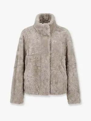 Brunello Cucinelli Short Sheepskin Coat - Cream