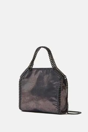 Stella McCartney Borsa Falabella Mini Tote Eco Shiny Dotted Chamois - Blue