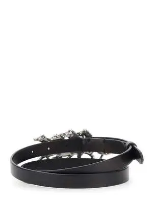 Chloé Belt With Running Horses Details In Black Leather For - Multicolor