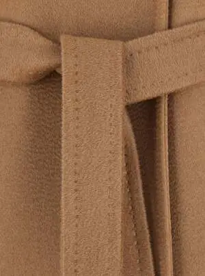 Max Mara Beige Coat With Off-center Closure And Belt In Blend Wool