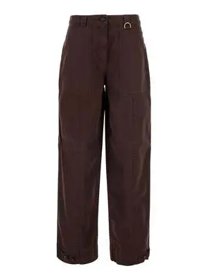 GOLDEN GOOSE Brown Pants With Patch Pockets In Cotton For