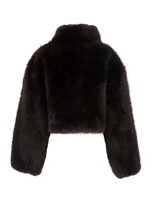 ROTATE BY BIRGER CHRISTENSEN Faux Fur Cropped Jacket With Synthetic Fur And Brown Polyester Material For - Multicolor