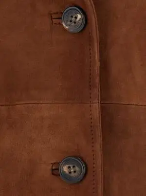 GOLDEN GOOSE Brown Single-breasted Jacket With Notched Revers In Suede For - Multicolor