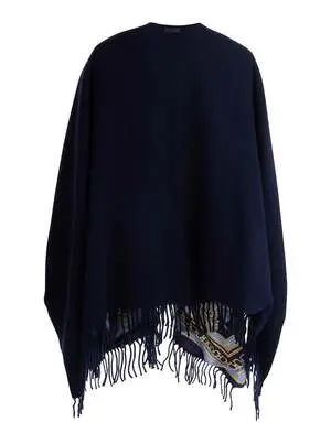 FERRAGAMO Blue Cape With Elegant Details In Tech Fabric
