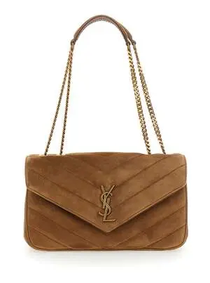 Saint Laurent Medium Loulou Chain Bag 7 Suede Satin Calf - Brown