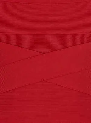 ROTATE BY BIRGER CHRISTENSEN Red Mini Dress With Off-shoulder Design And Elastic Inserts On The Front In Tech Fabric