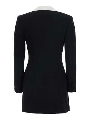 SELF-PORTRAIT Black Jacket With Contrasting V-neck And Jewel Buttons In Wool For