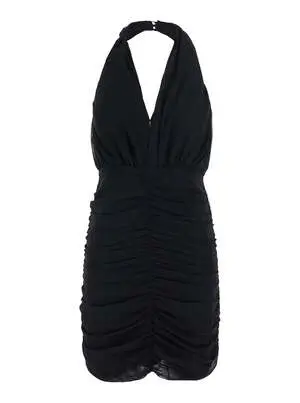 ROTATE BY BIRGER CHRISTENSEN Black Mini Dress With V-neck And Hidden Zip Closure At The Back In Tech Fabric For - Multicolor