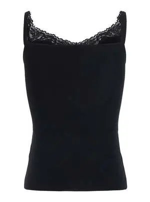SELF-PORTRAIT Black Sleeveless Top With Lace Embroidery In Cotton Blend For - Multicolor