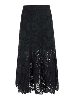SELF-PORTRAIT Self-Portrait Women Black Skirt With Lace Details And Back Closure In Fabric For Women