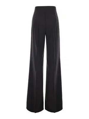 Max Mara Extra' Brown Trousera With Side Pockets In Stretch Wool For