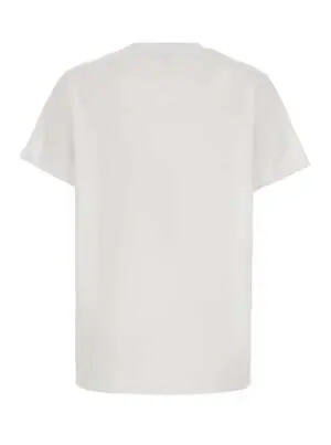 GANNI White Round Neck T-shirt With Maxi Print On The Front In Cotton For - Multicolor