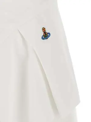 VIVIENNE WESTWOOD White Top With Button Closure And Logo On The Front In Cotton For - Multicolor