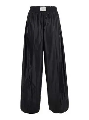 Givenchy Black Pants With Elasticated Waist And Logo Patch On The Front In Tech Fabric - Multicolor