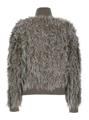 P.a.r.o.s.h Beige High Collar Bomber Jacket In Wool For - Multicolor