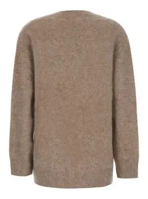 P.a.r.o.s.h Beige V-neck Sweater With Long Sleeves In Wool For