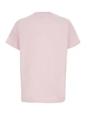 GANNI Pink Round Neck T-shirt With Maxi Print On The Front In Cotton For - Multicolor